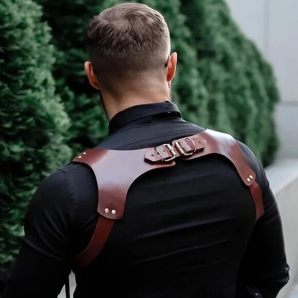 Accessories | Premium Red Leather Chest And Shoulder Harness For Men ...